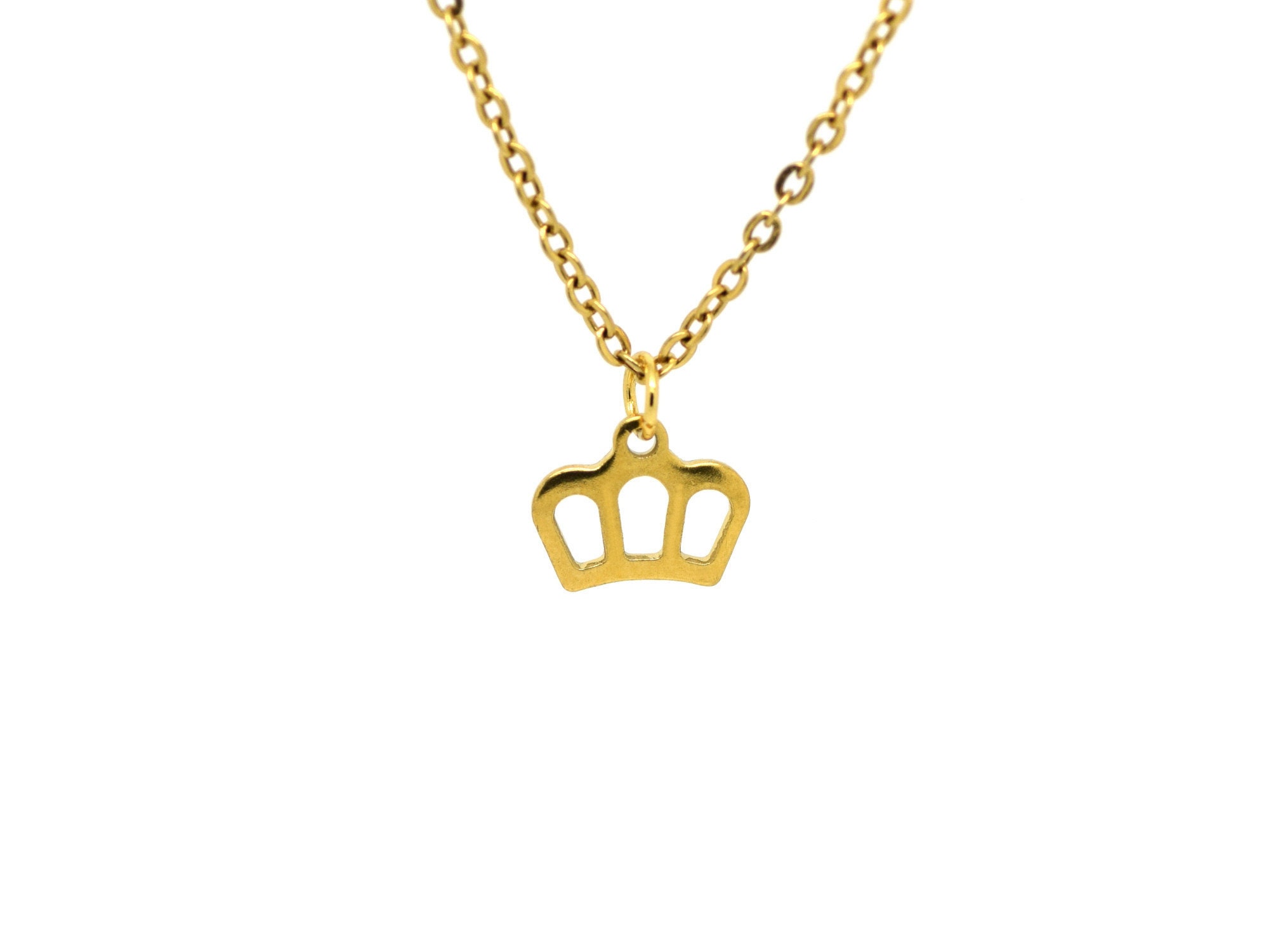 Small Gold Crown Charm Necklace Princess Jewelry | Etsy