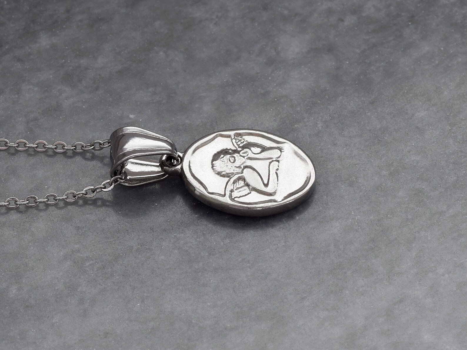 Angel Medallion Necklace Angelic Oval Pendant Religious - Etsy