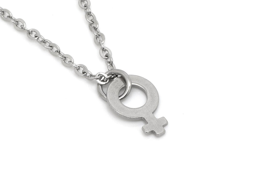 Tiny Female Gender Symbol Necklace in Stainless Steel Girl - Etsy