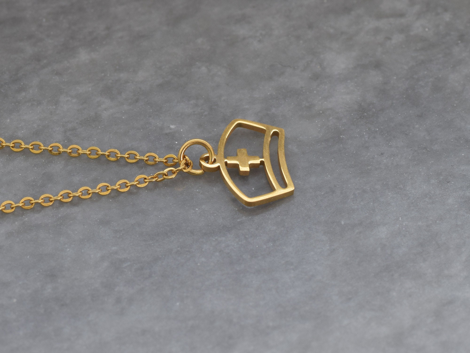 Gold Nurse Cap Necklace, Golden Hospital Hat Pendant, Nursing School ...
