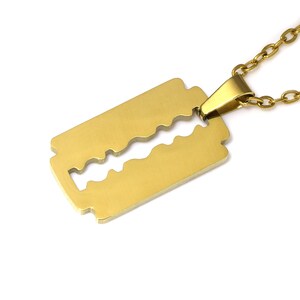 Gold Razor Blade Pendant Necklace in Stainless Steel - Etsy