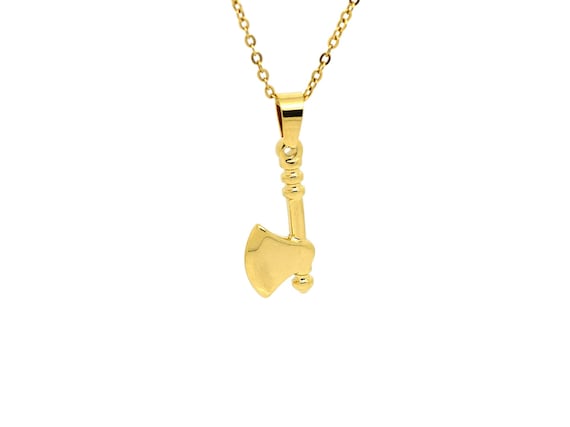 Golden Axe Pendant Necklace Gold Hatchet Stainless Steel | Etsy