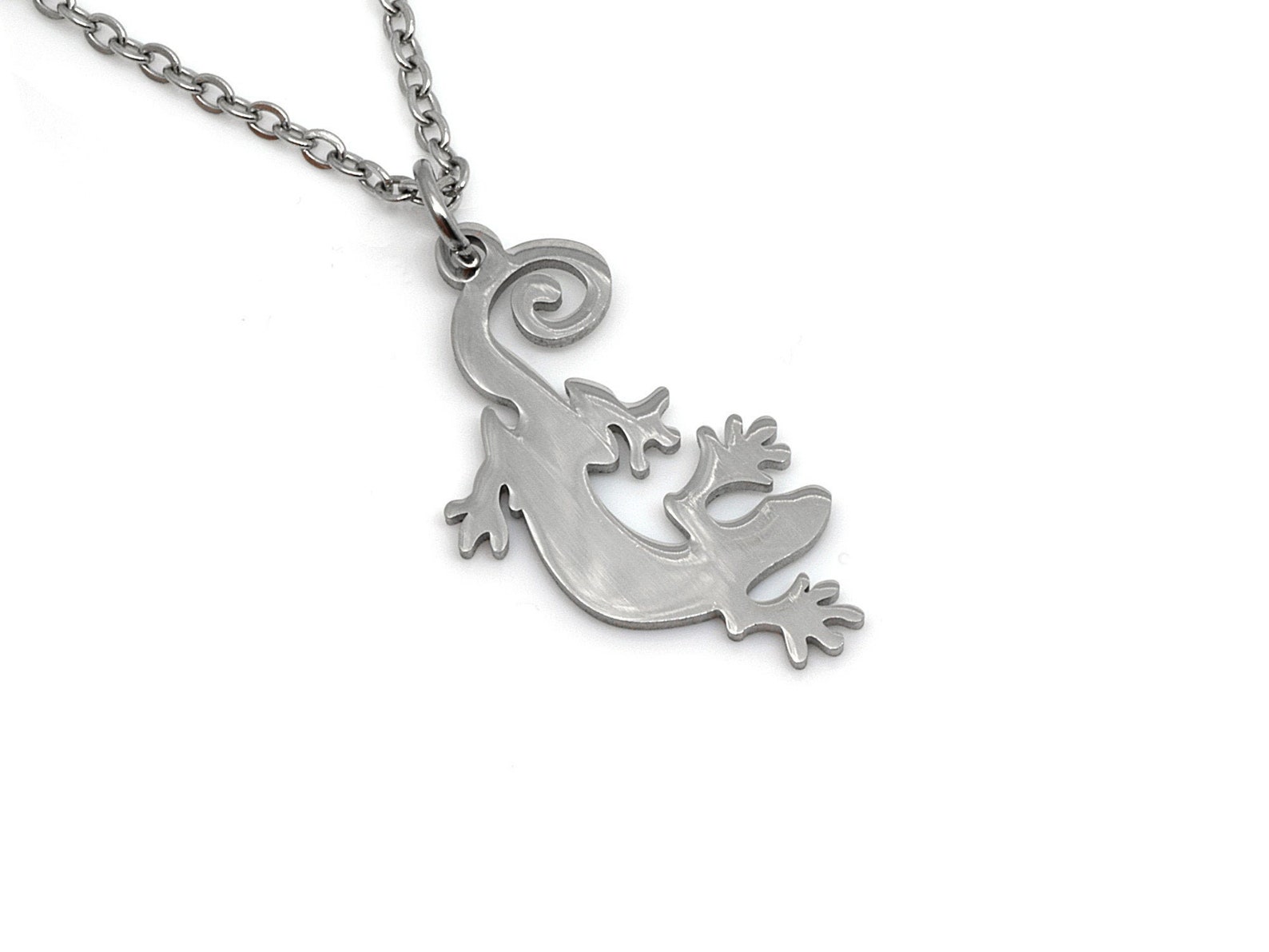 Lizard Necklace in Stainless Steel, Gekko Pendant, Animal Jewelry - Etsy