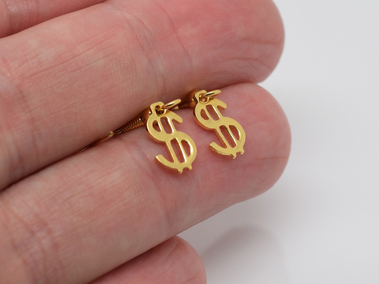 Gold Dollar Sign Earrings Golden Money Charms Get Rich - Etsy