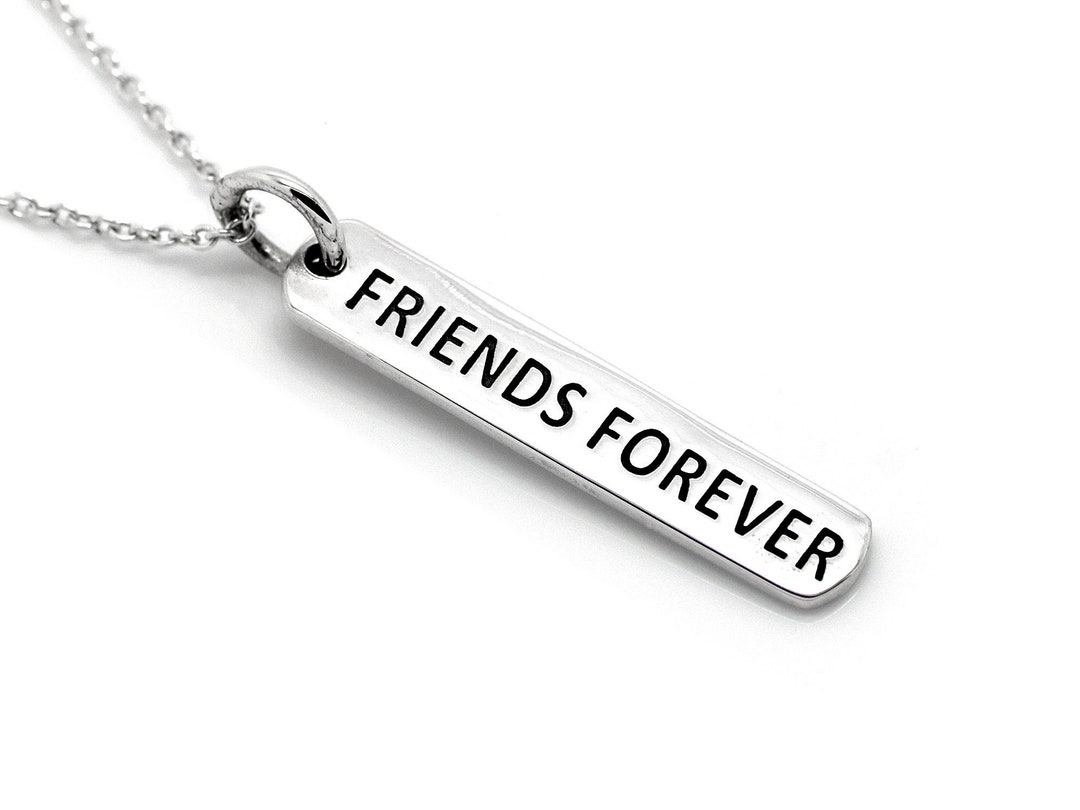 Silver Friends Forever Tag Necklace, 925 Sterling Jewelry, Word Plate ...