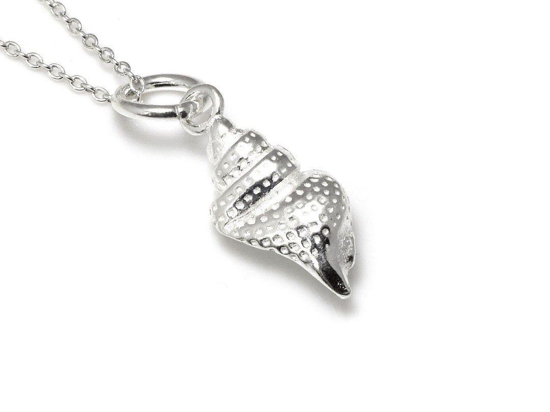 Sterling Silver Sea Shell Necklace, Small Conch Seashell Charm, Beach ...