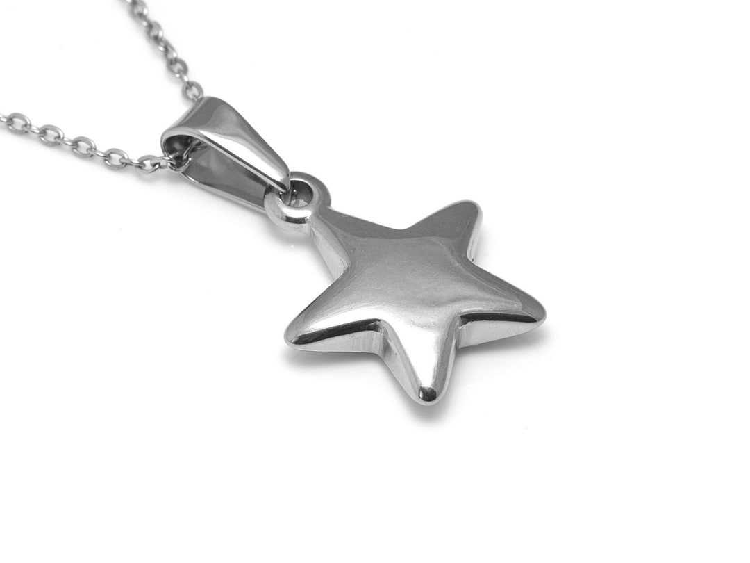 Puffed Star Pendant Necklace, Jewelry in Stainless Steel - Etsy