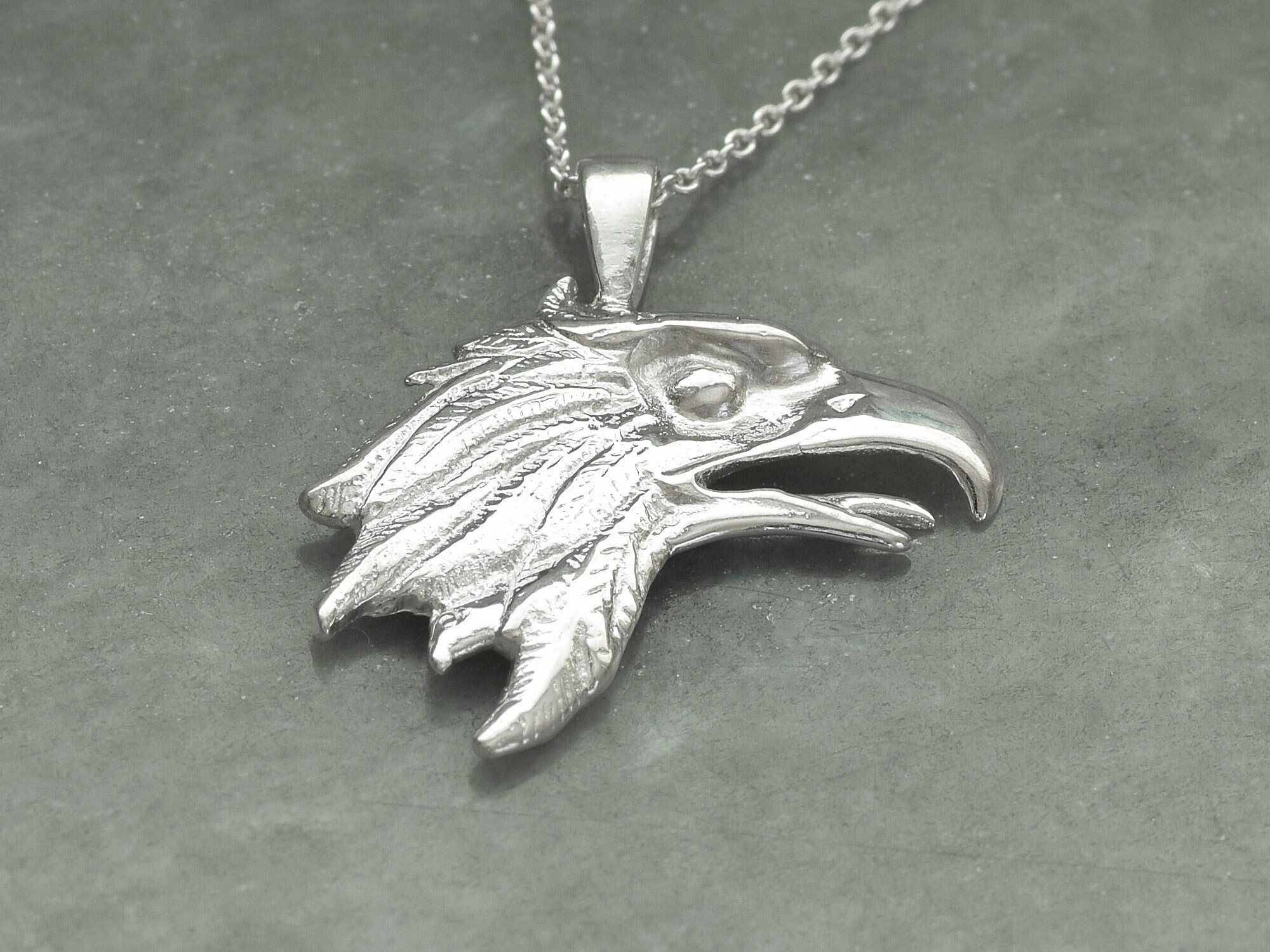 Eagle Head Necklace in 925 Sterling Silver Bird Jewelry | Etsy