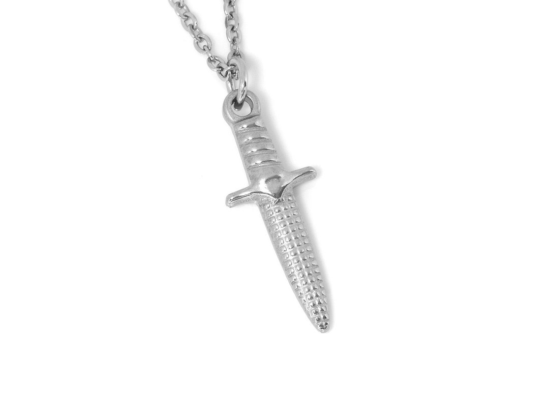 Knife Necklace, Dagger Weapon Pendant, Combat Jewelry in Stainless ...
