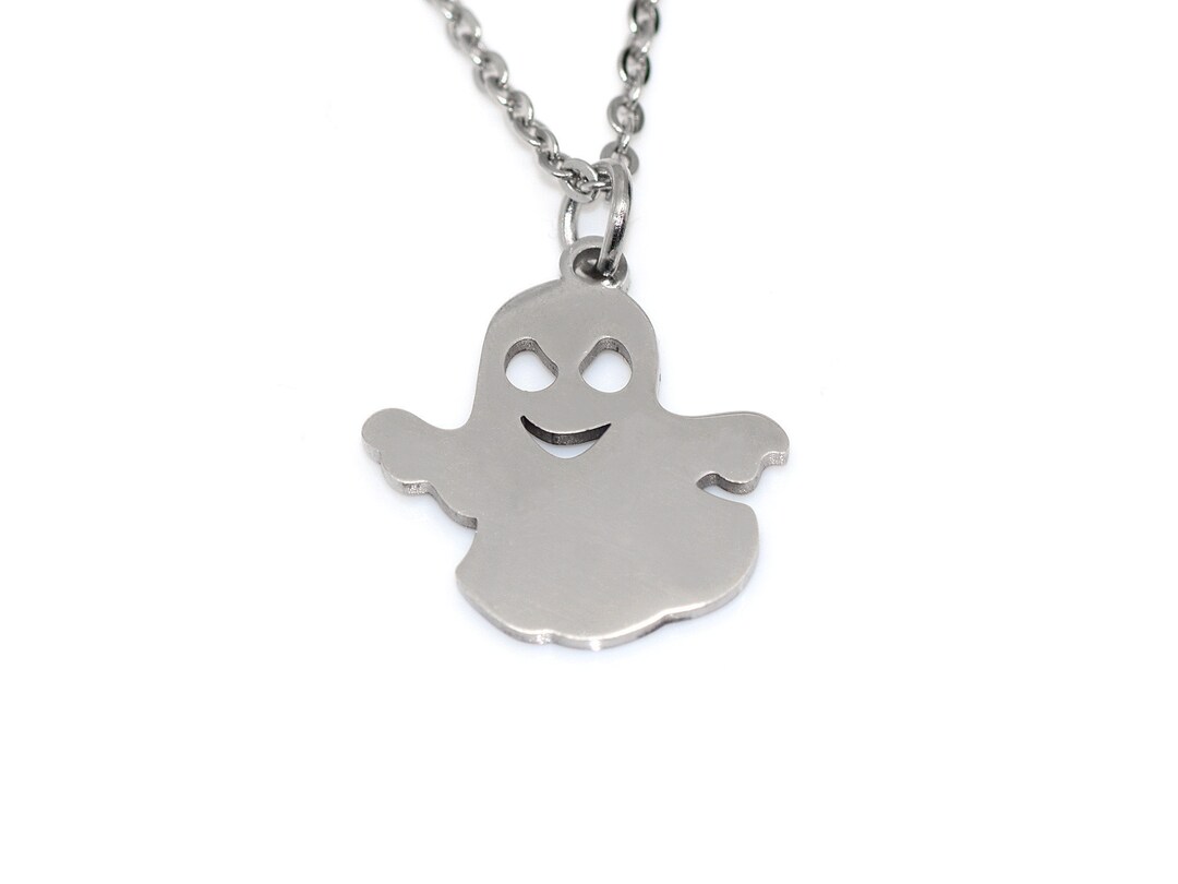 Ghost Necklace in Stainless Steel Spooky Pendant Halloween - Etsy