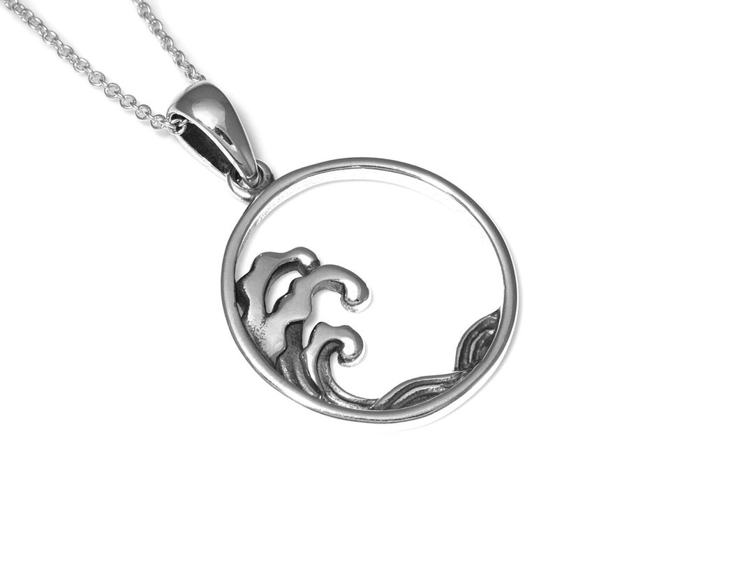 Sterling Silver Wave Necklace, Motion Pendant, Ocean Jewelry - Etsy