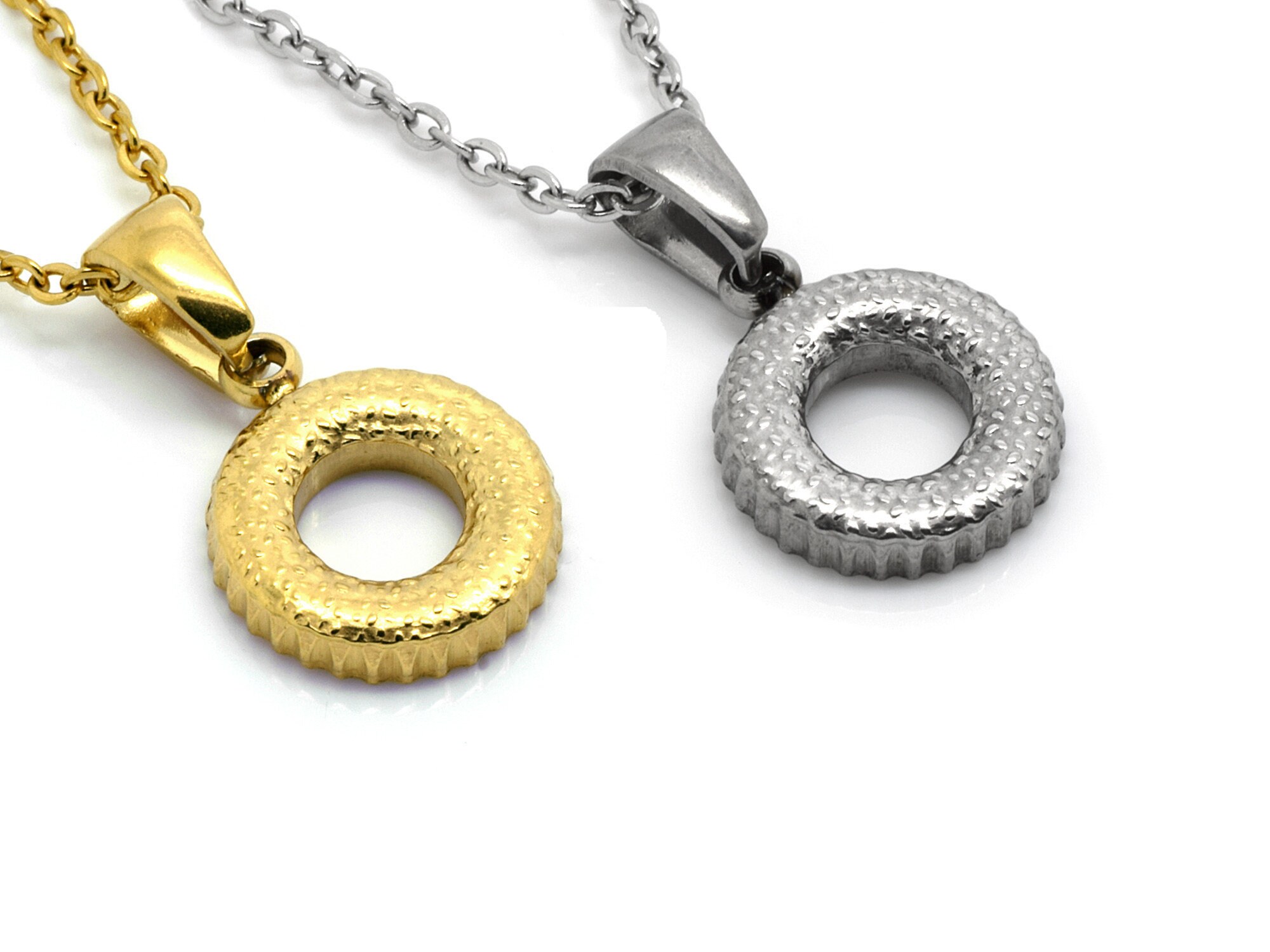 Donut Pendant Necklace, Gold or Steel Color Charm, Food Jewelry - Etsy UK
