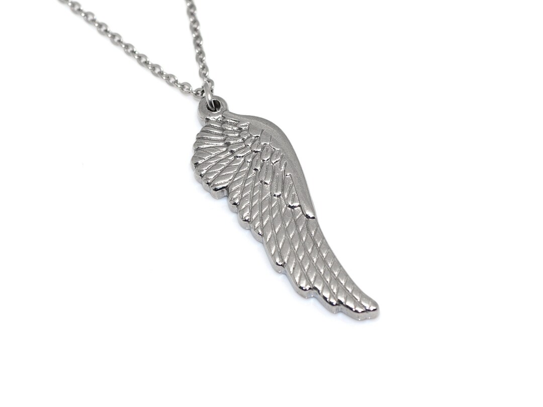 Bird Wing Necklace in Stainless Steel, Feather Pendant, Animal Jewelry ...