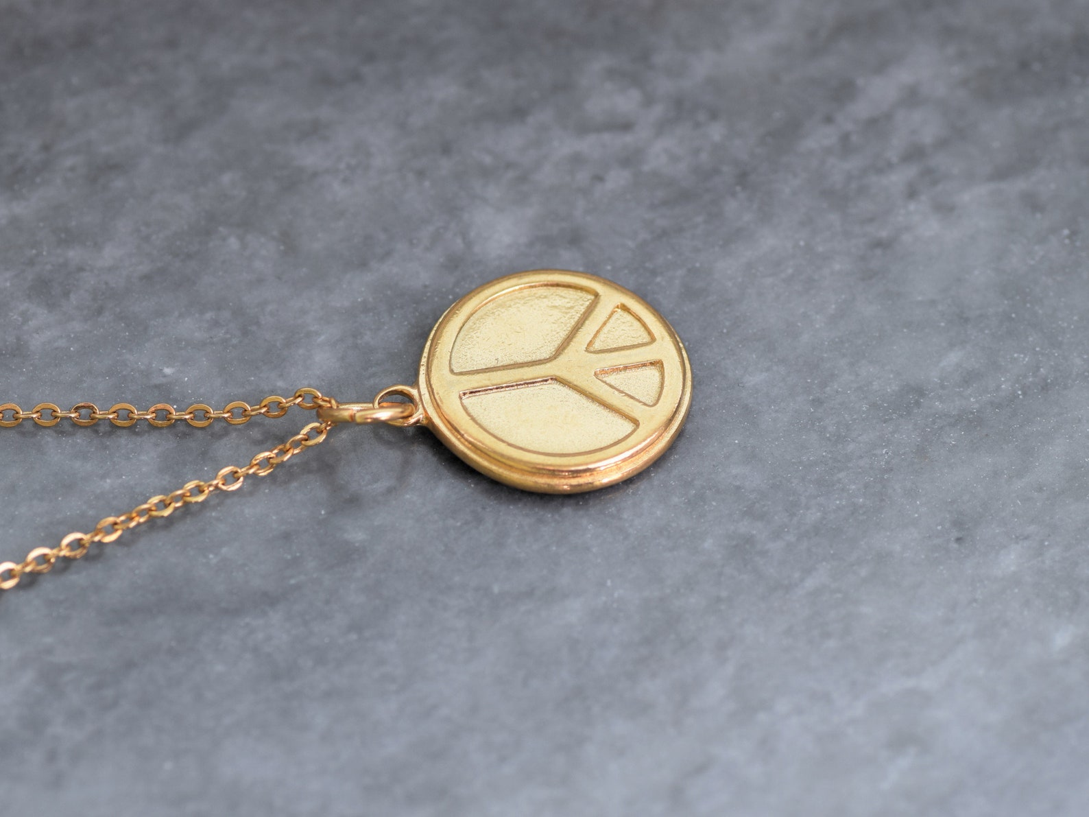 Gold Peace Sign Necklace, Golden Punk Pendant, Hippie Jewelry - Etsy