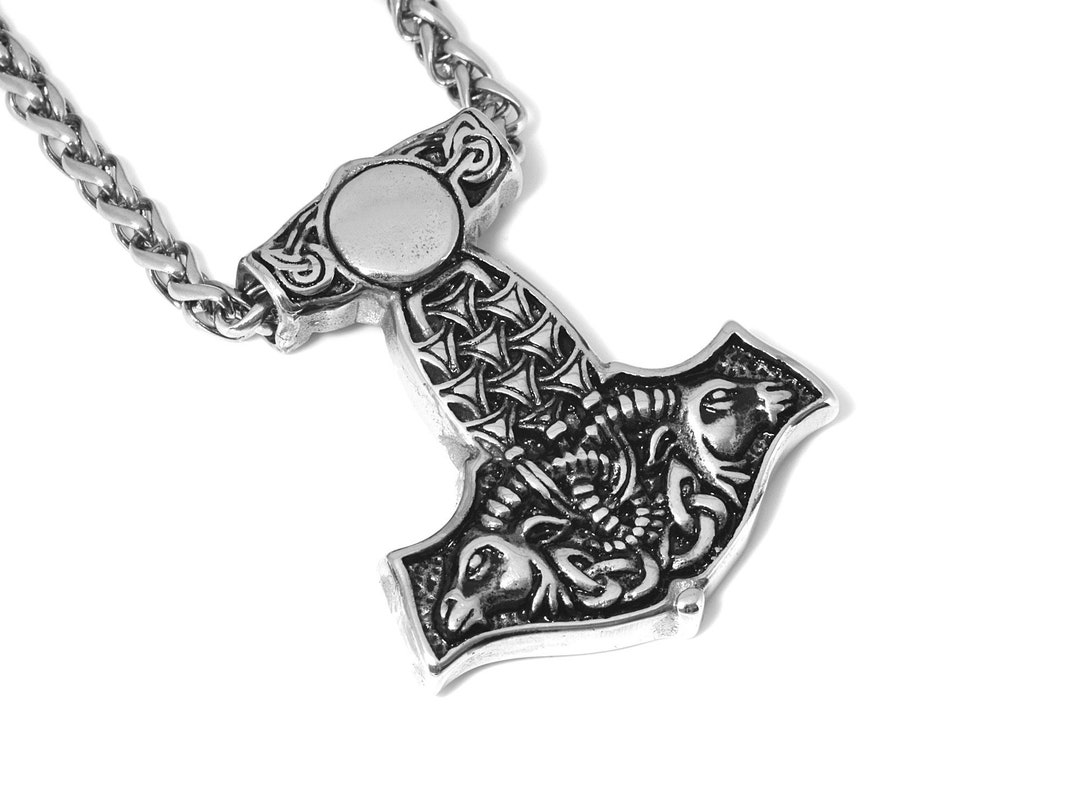 Mjolnir With Tanngnjost Och Tanngrisner, Goat Thor's Hammer Pendant ...