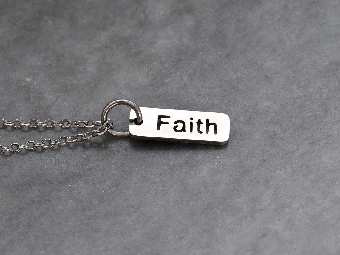 Faith Tag Necklace in Stainless Steel, Letter Text Pendant, Word ...