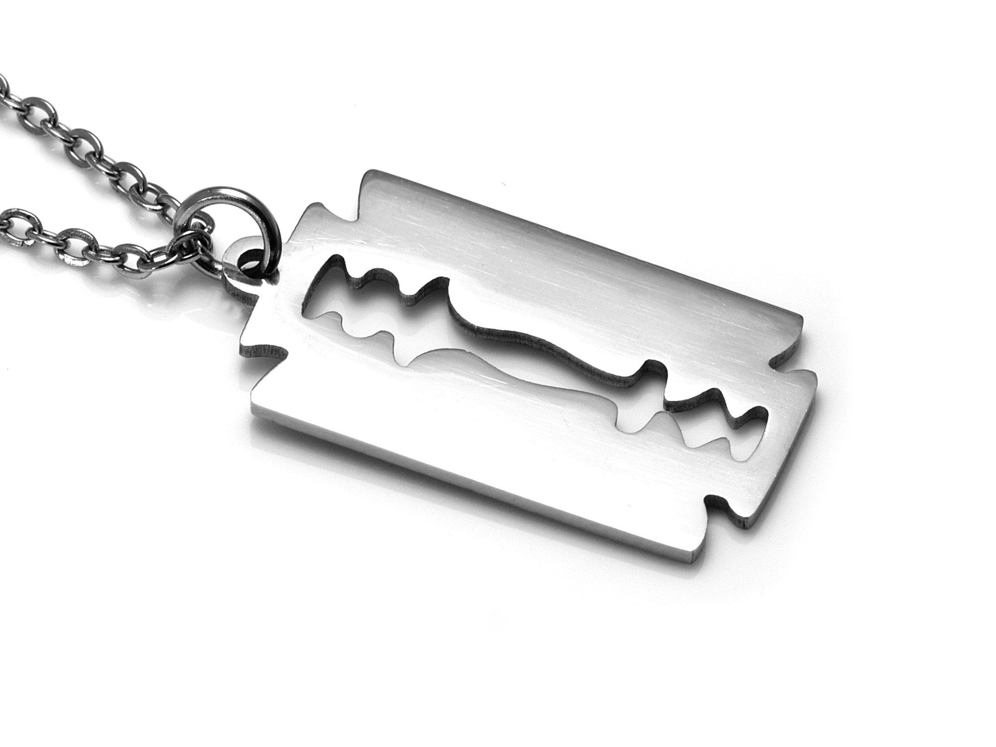 Razor Blade Necklace in Stainless Steel Punk Pendant Rock - Etsy