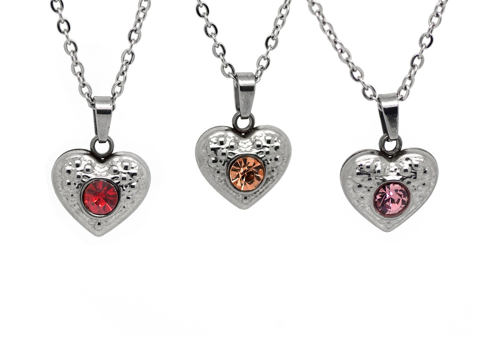 Heart With Rhinestone Necklace Colored Crystal Stone | Etsy