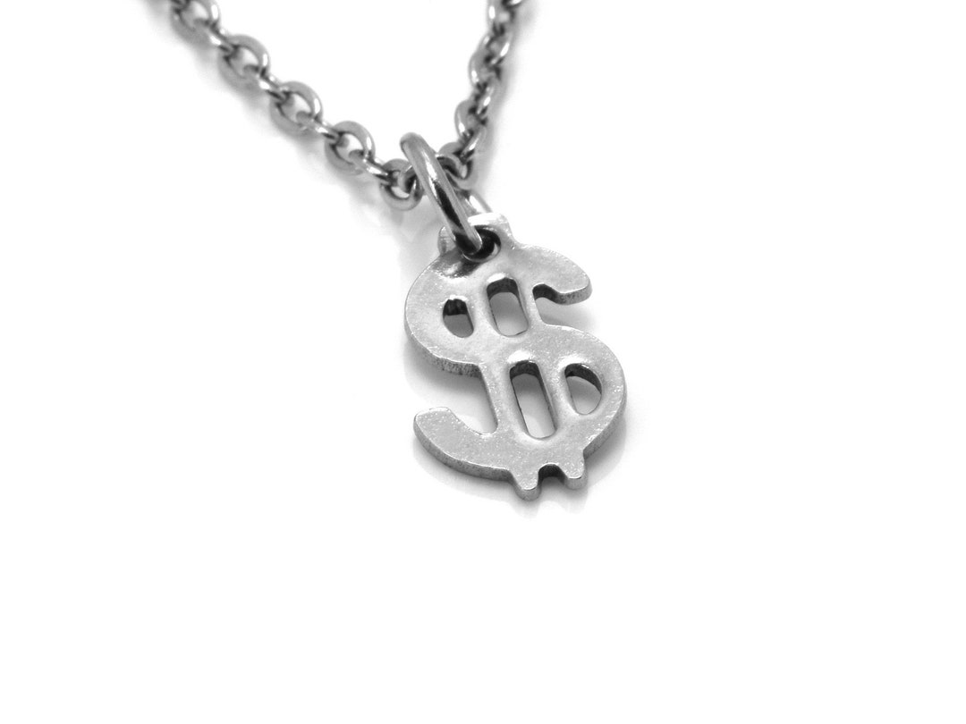 Small Simple Dollar Sign Necklace, Money Symbol Charm, Wealth Rich ...
