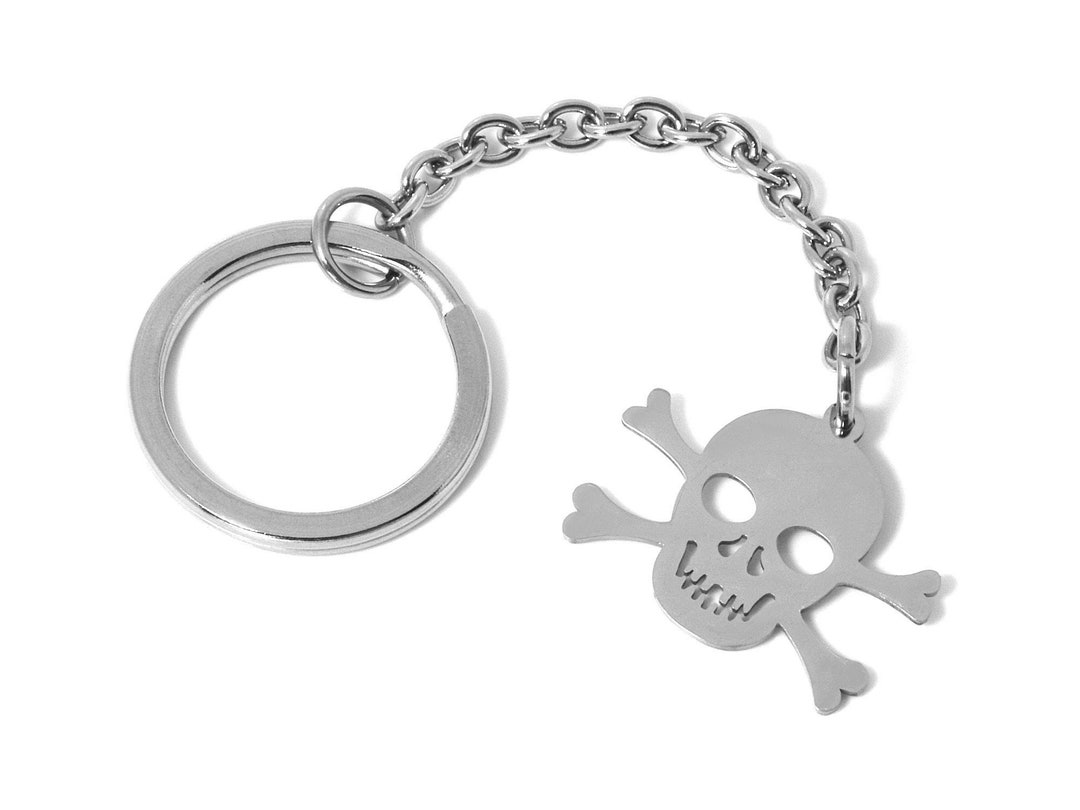 Jolly Roger Skull Keychain in Stainless Steel With 25 Mm Key Ring - Etsy