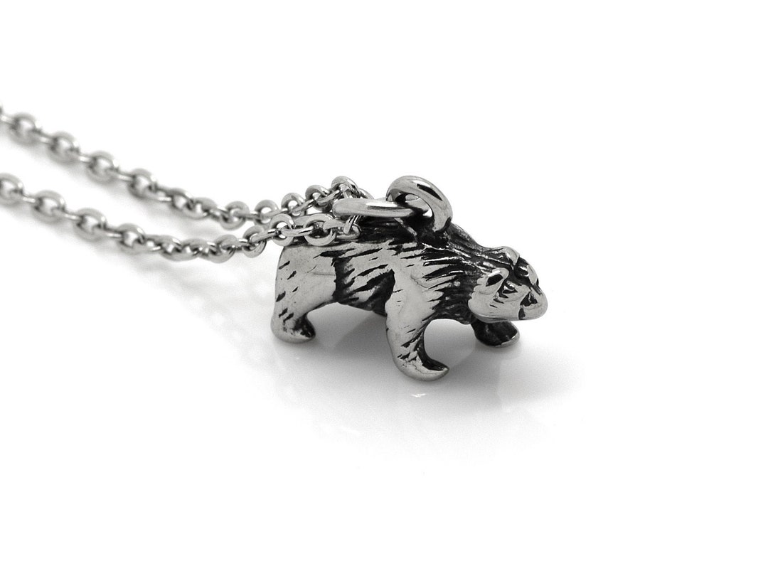 Collar de oso en acero inoxidable, colgante 3D Ursus, joyería de ...