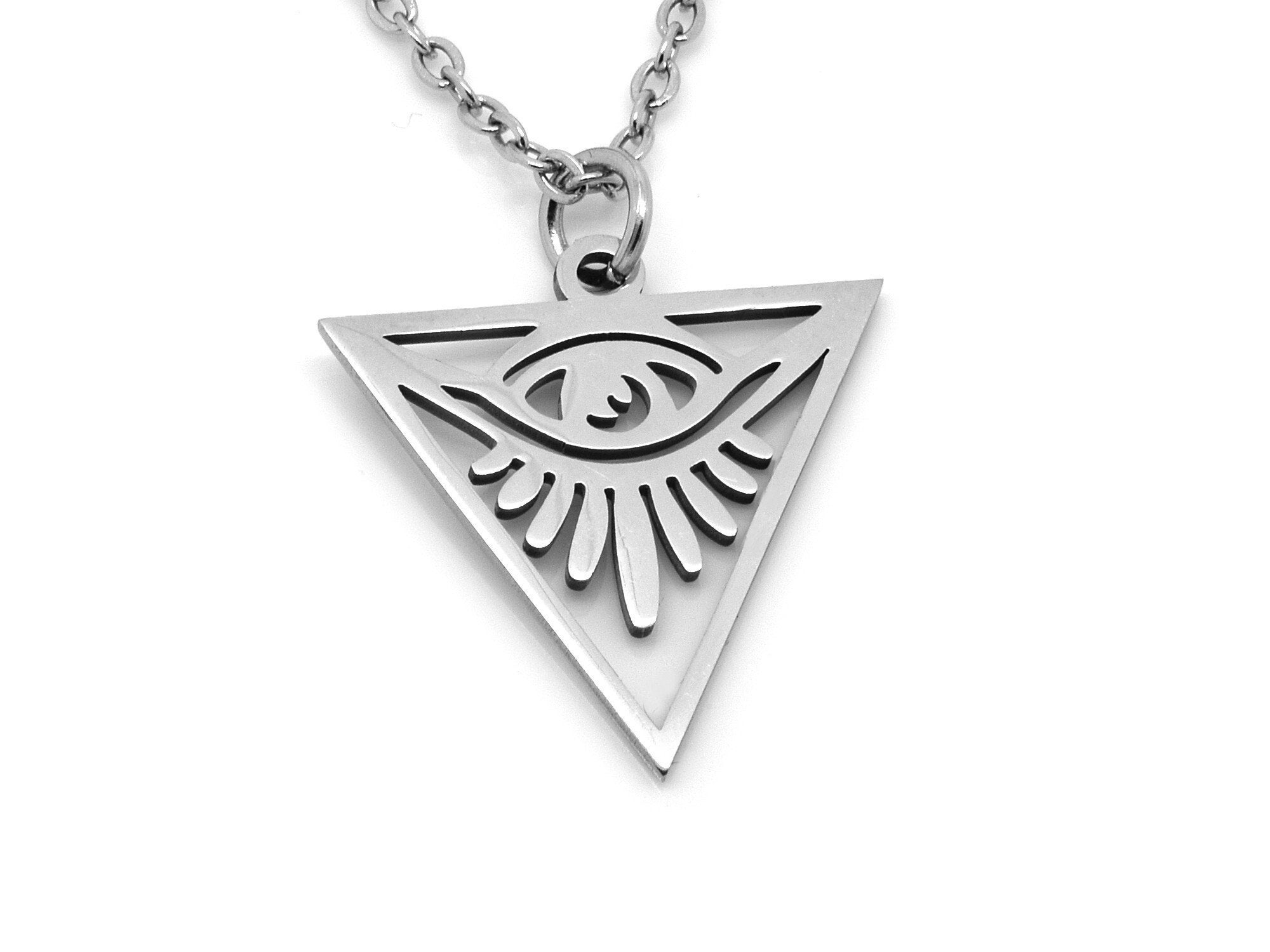 All Seeing Eye Necklace in Stainless Steel, Triangle Jewelry - Etsy