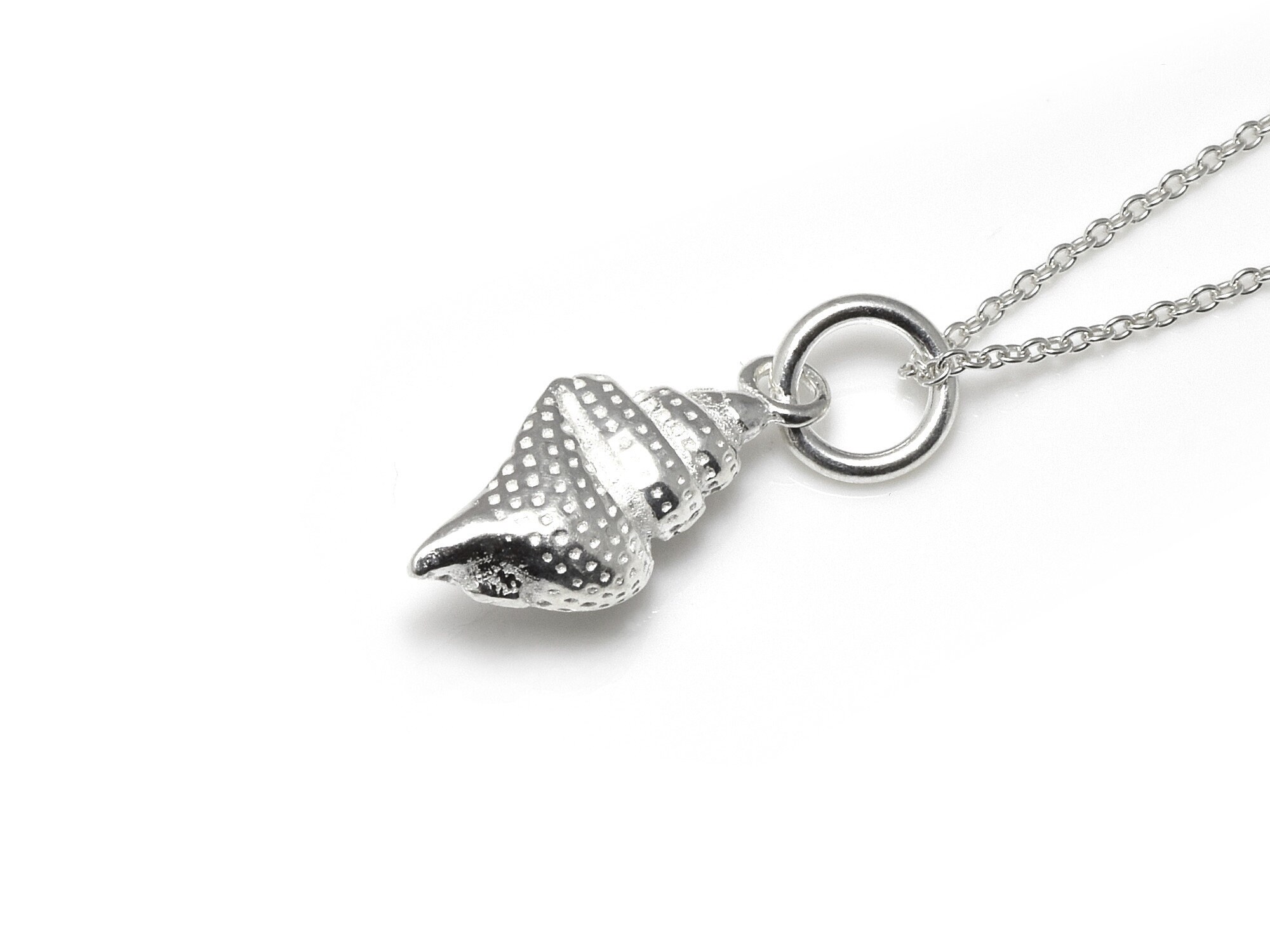 Sterling Silver Sea Shell Necklace, Small Conch Seashell Charm, Beach ...