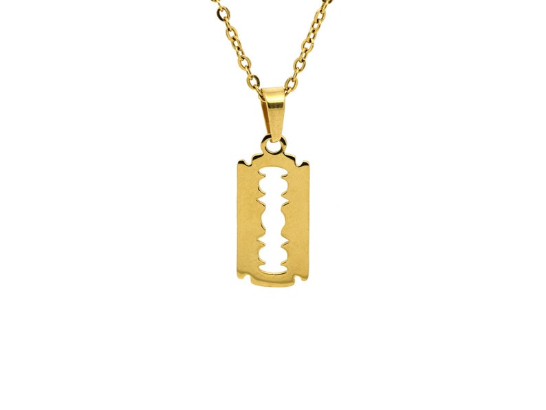 Gold Razor Blade Pendant Necklace in Stainless Steel - Etsy