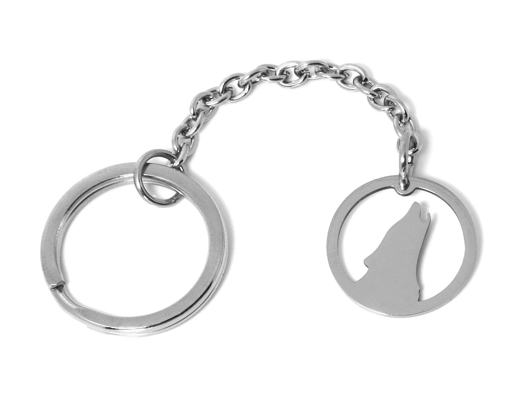 Howling Wolf Keychain in Stainless Steel With 25 Mm Key Ring - Etsy