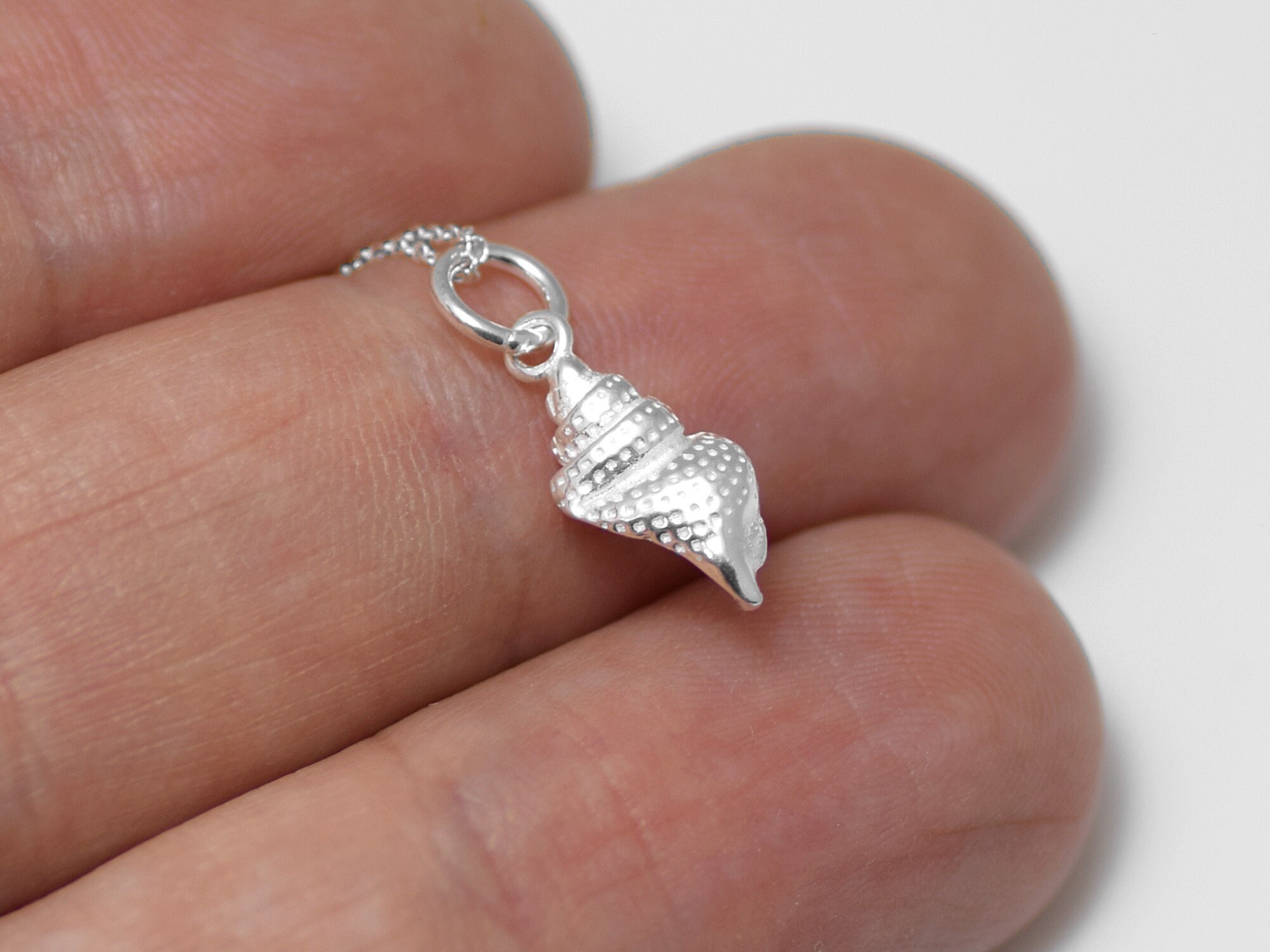 Sterling Silver Sea Shell Necklace, Small Conch Seashell Charm, Beach ...