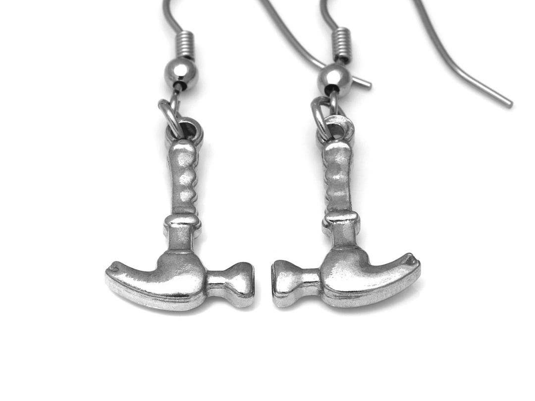 Hammer Earrings, Carpenter Tool Jewelry in Stainless Steel - Etsy