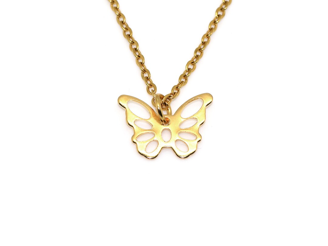 Small Gold Butterfly Necklace, Insect Charm, Animal Jewelry in ...