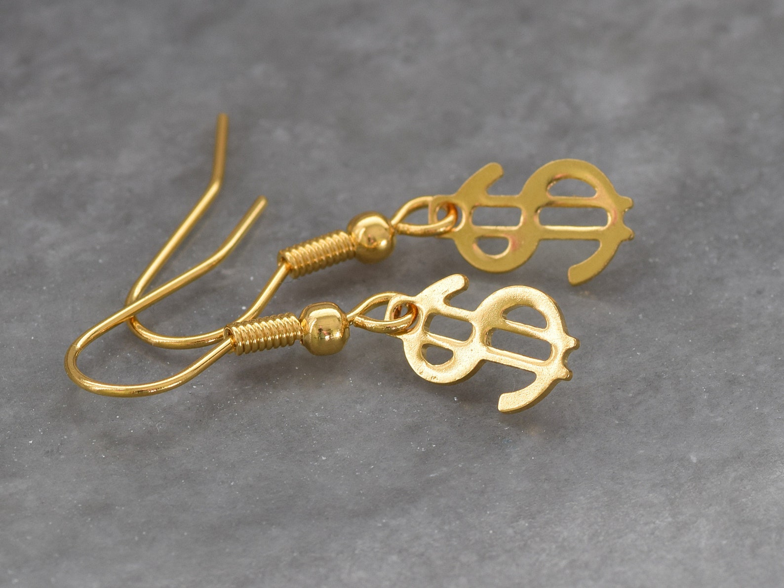 Gold Dollar Sign Earrings, Golden Money Charms, Get Rich Jewelry - Etsy