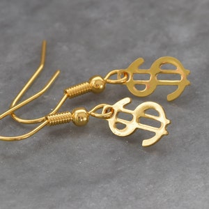 Gold Dollar Sign Earrings, Golden Money Charms, Get Rich Jewelry - Etsy
