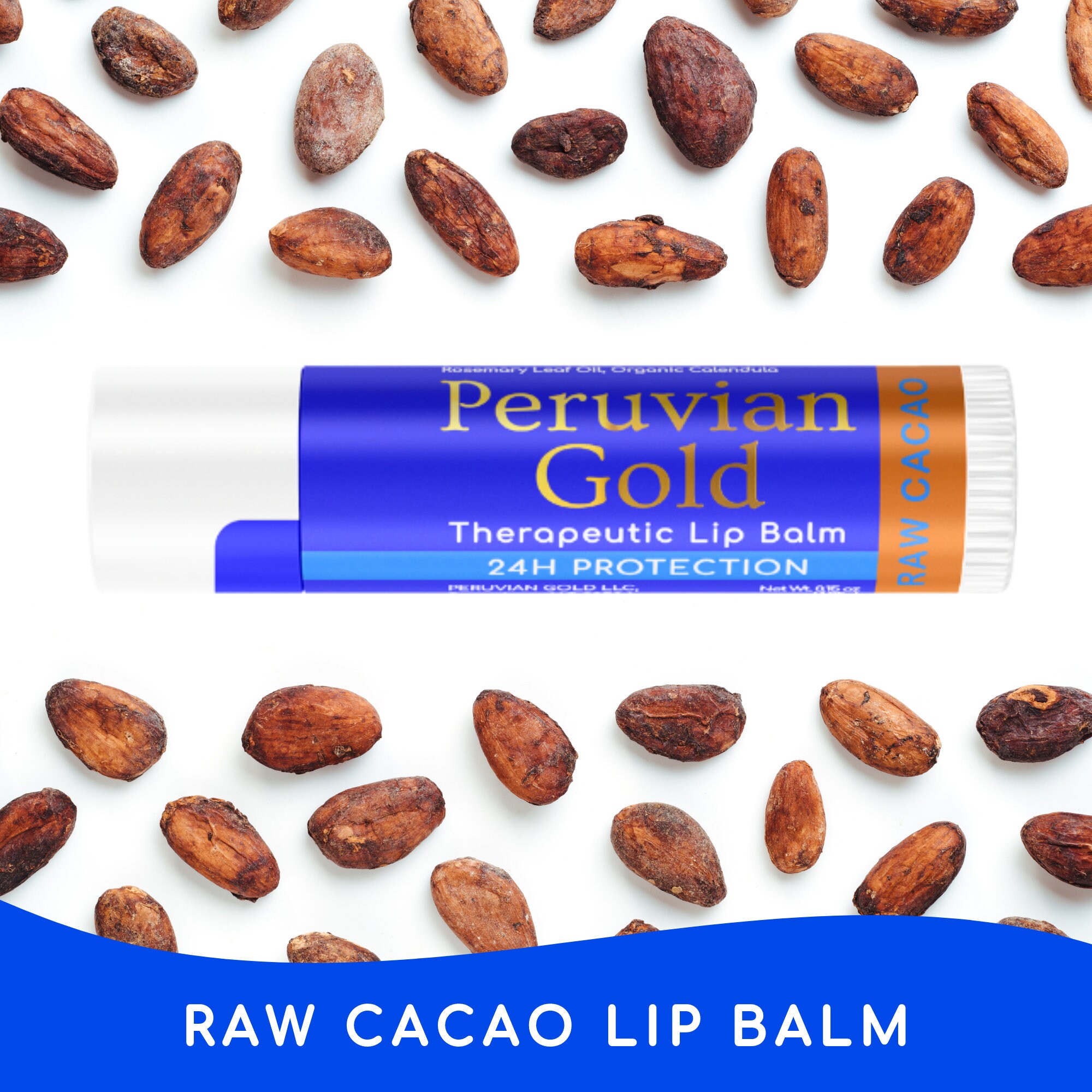 Raw Cacao Lip Balm 4 Pack, Peruvian Gold Therapeutic Lip Care 24 Hour ...