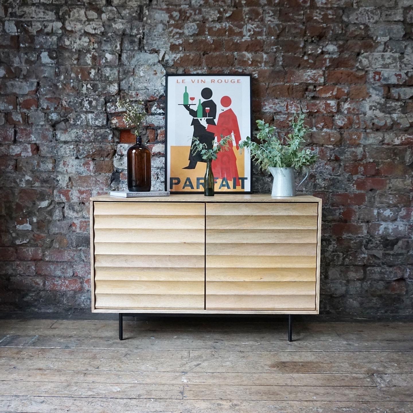 Daria Solid Mango Wood 2 Door Sideboard With Black Legs Finished in Natural Luxury Handmade and Hand Finished Wooden Sideboard Etsy