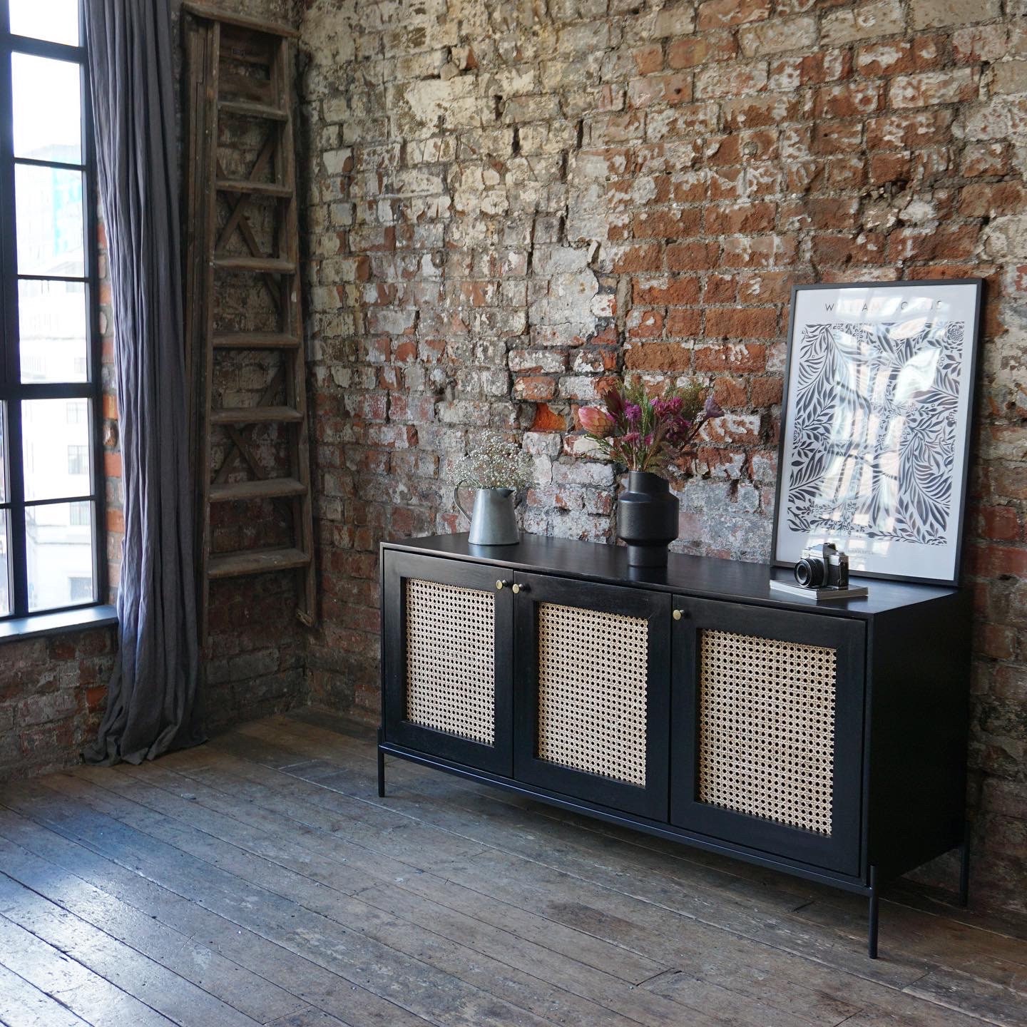 Oscar Three Door Rattan Large Solid Wood Sideboard With a - Etsy UK