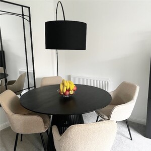 Remi Luxury Round Solid Mango Wood Dining Table in Black 4 - Etsy