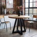 Ida Luxury Round Solid Mango Wood Industrial Dining Table Distressed ...