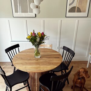 Remi Luxury Round Natural Solid Acacia Wood Hand Made Dining Table 4 ...