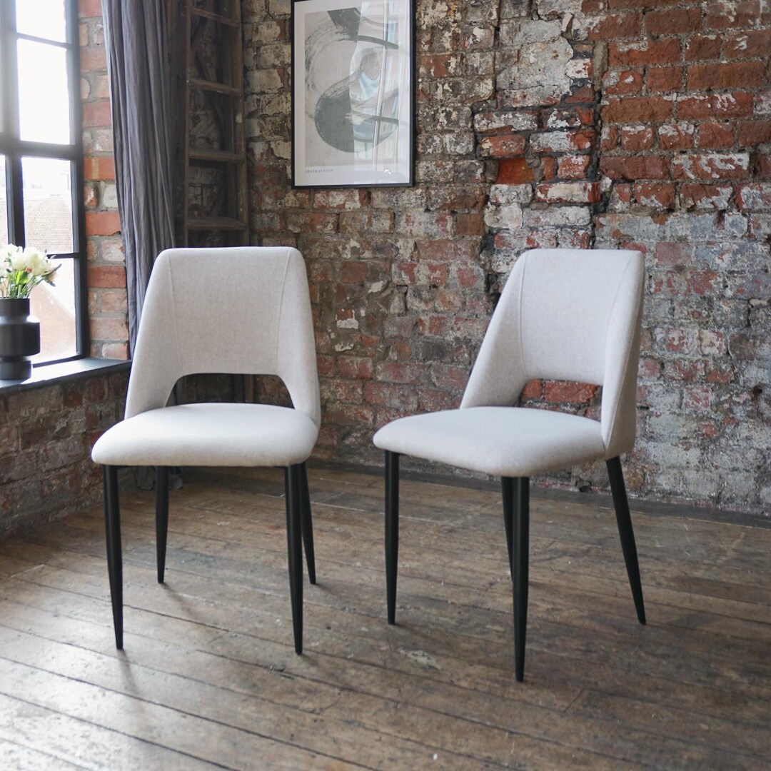 Nala Dining Chairs in Stone 2pk - Etsy UK
