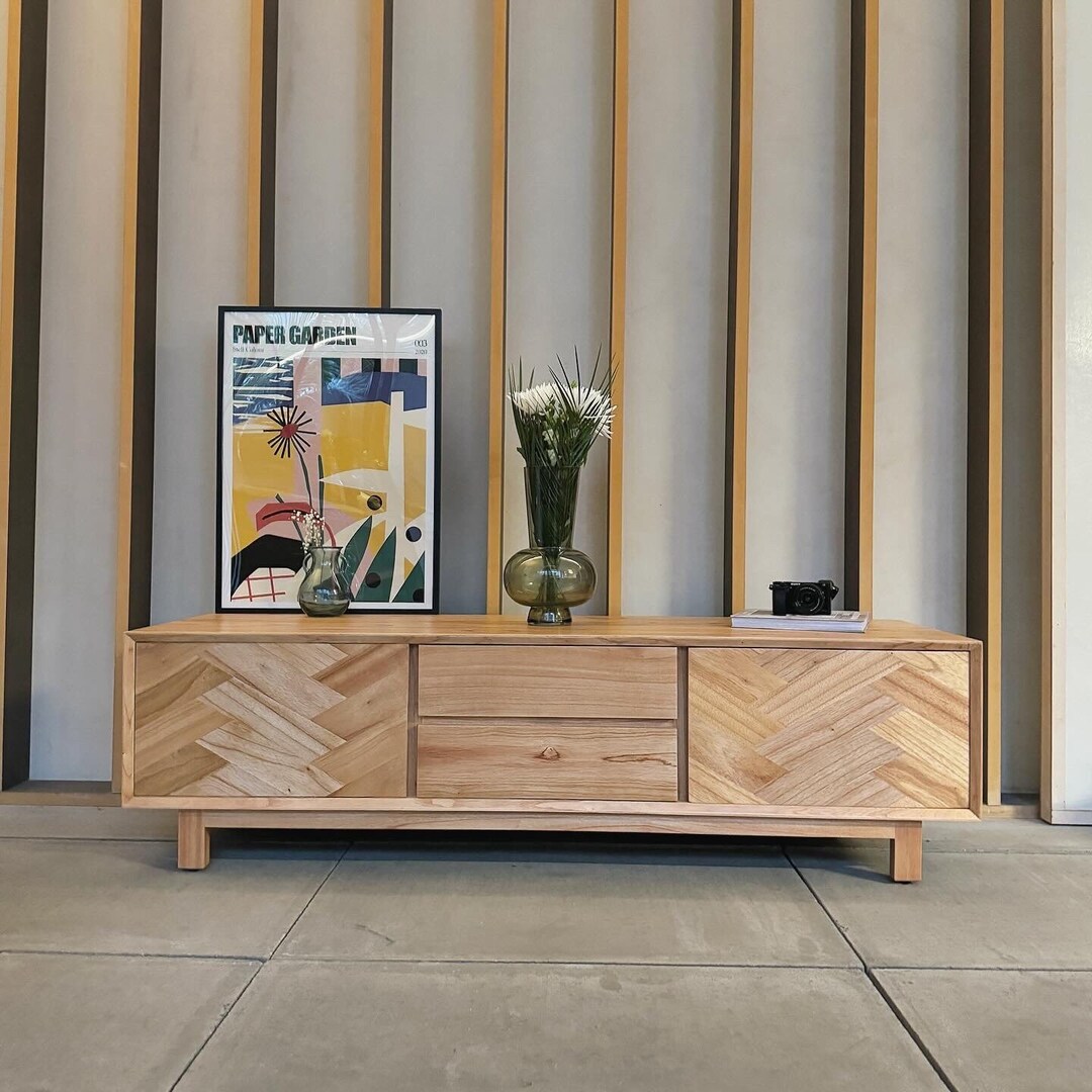 Raffles Solid Mindi Wood TV & Media Unit With 2 Doors and 2 Drawers ...