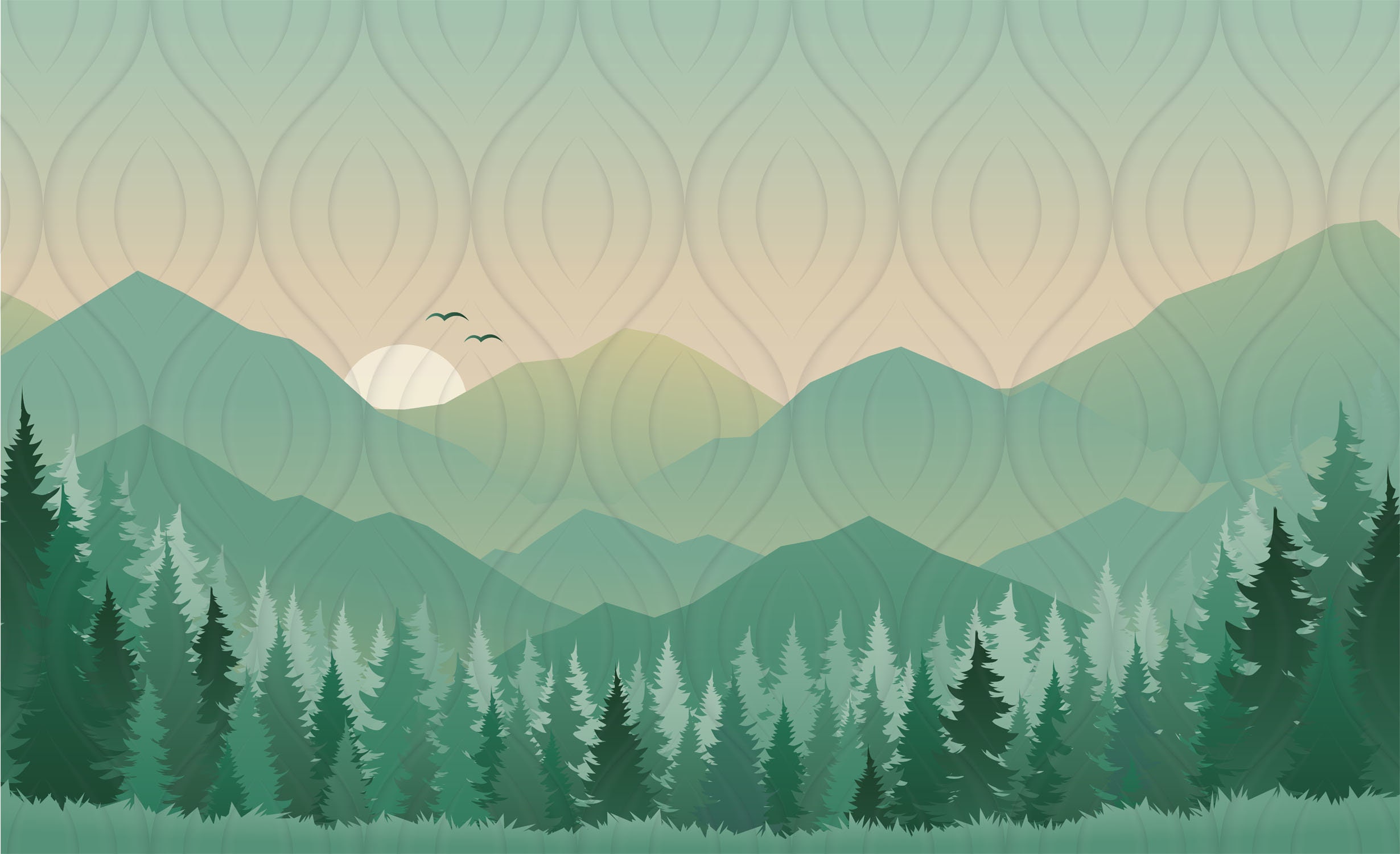 Woodland Wallpaper Nursery Pine Trees and Mountain Murals - Etsy