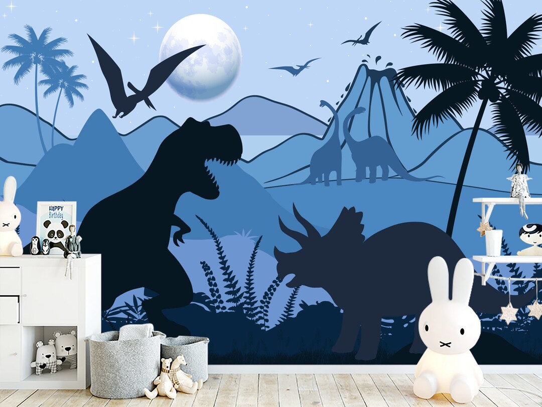 Jurassic Dinosaur Wallpaper for Boys Room. Dinosaur Non-woven Wallpaper ...