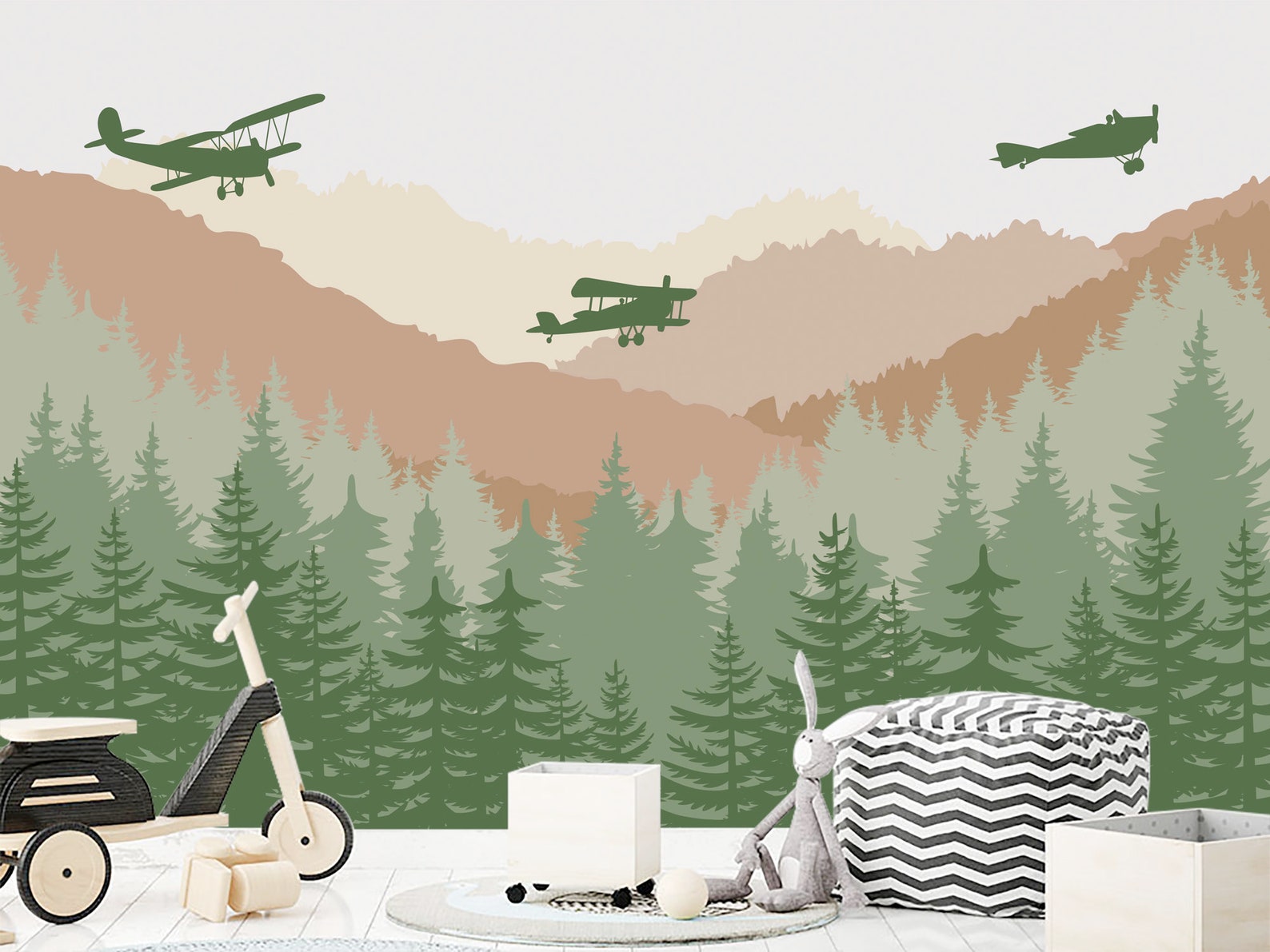 Planes Wallpaper for Boys Room Removable. Mountains Wallpaper PVC FREE ...