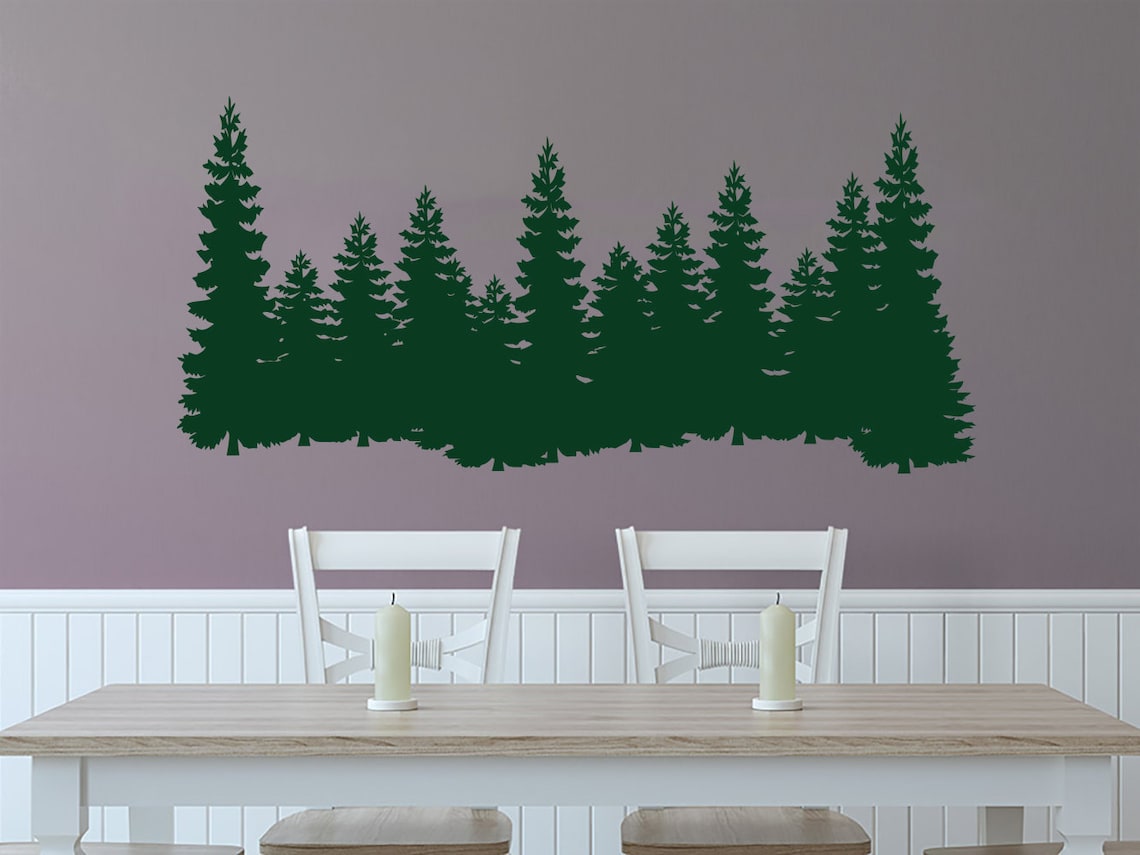 Pine Trees Wall Decal Woodland Vinyl Sticker Decals Forest Etsy