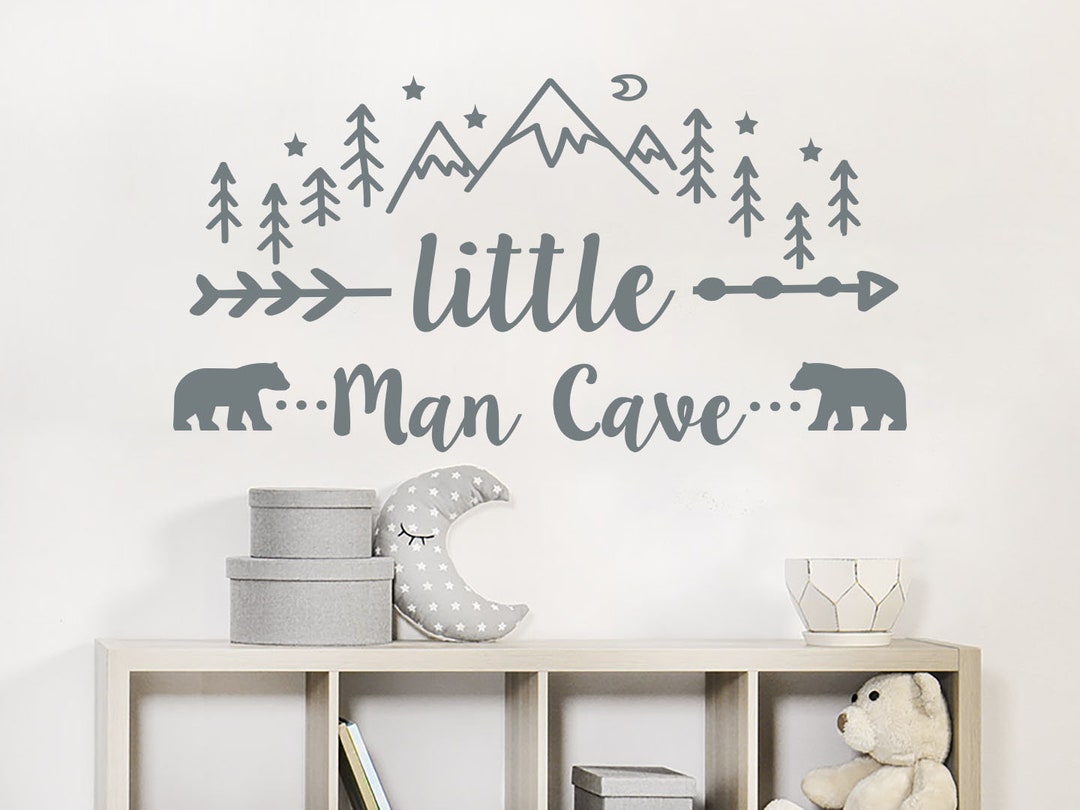 Little Man Cave Wall Decal Woodland Vinyl Sticker Mountains and Pine ...