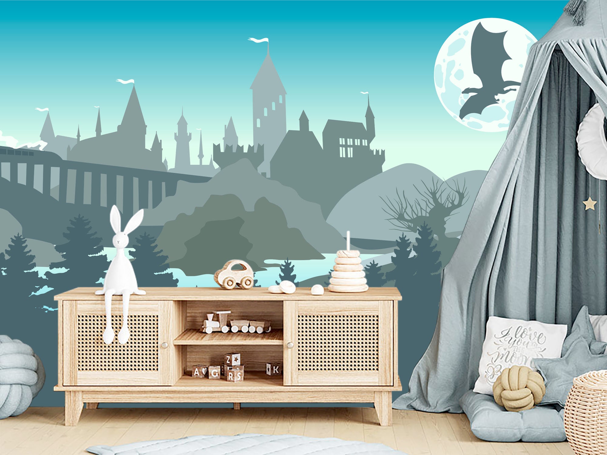 Wizard's Castle Wallpaper Boys Room Removable, Woodland Wallpaper ...
