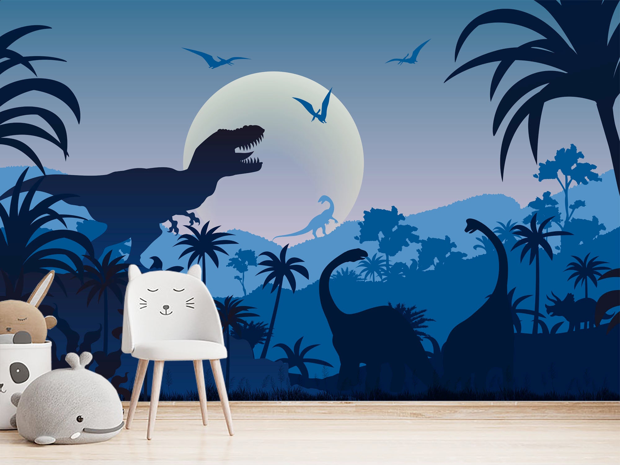 Dinosaur Wallpaper Nursery Room Removable, Trex Pterodactyl ...