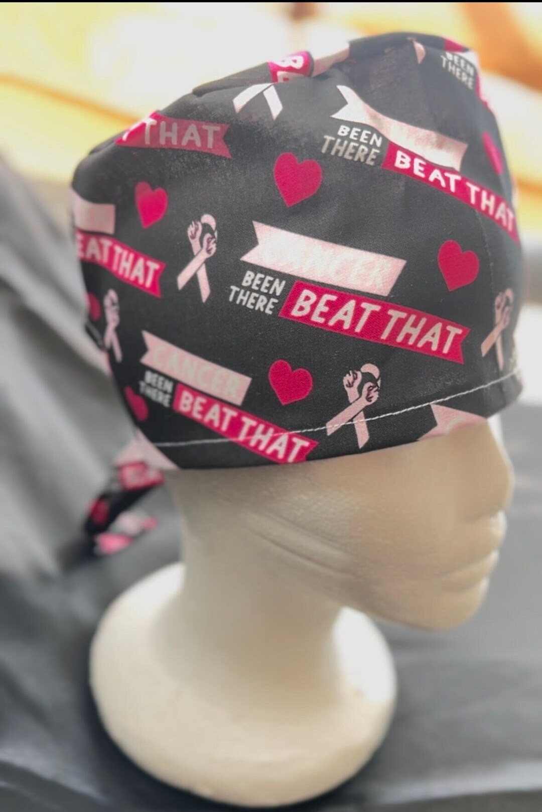 Breast Cancer Awareness Surgical Scrub Hat. I Beat That Surgical Scrub ...